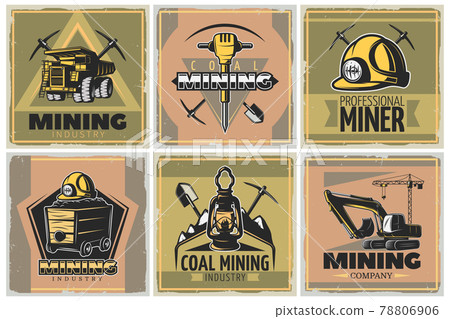 Mining Industry Posters Set - Stock Illustration [78806906] - PIXTA