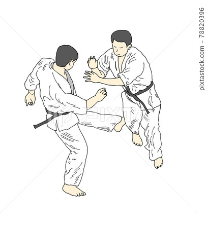 Offense and defense of techniques in karate kumite - Stock Illustration ...