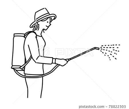 Spraying herbicide sprayer Agricultural work... - Stock Illustration ...