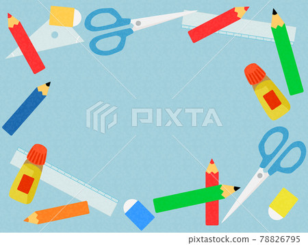 School stationery frame_light blue - Stock Illustration [78826795] - PIXTA