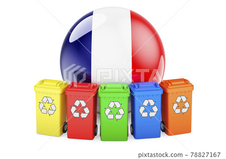 Waste recycling in France. Colored recycling... - Stock Illustration ...
