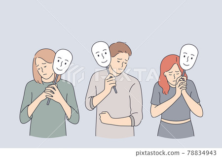 Emotion, personality, psychology, disguise... - Stock Illustration ...