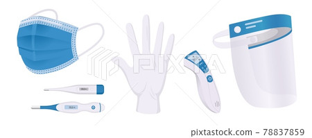 Personal protection. Cartoon medical mask and... - Stock Illustration ...