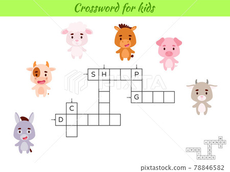 Crossword for kids with pictures of animals.... - Stock Illustration ...