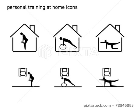 Workout icon set at home - Stock Illustration [78846892] - PIXTA