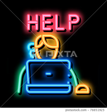 computer help service neon glow icon illustration - Stock Illustration ...