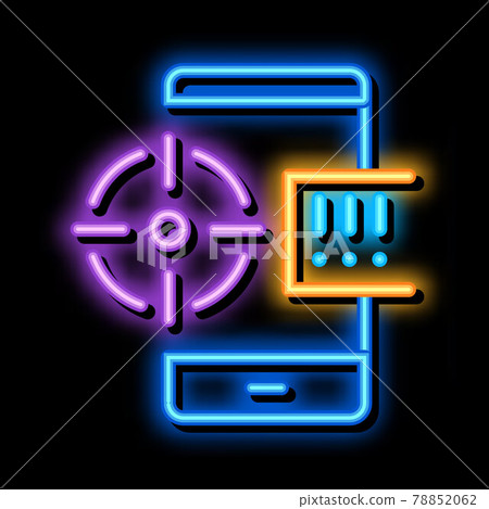 location search neon glow icon illustration - Stock Illustration ...
