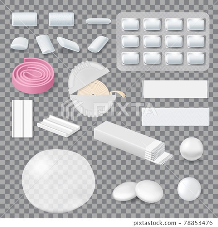 Chewing gum tablets, stripes and roll pack mockup - Stock Illustration ...