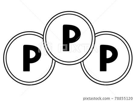 3 coins-P points (black and white) - Stock Illustration [78855120] - PIXTA