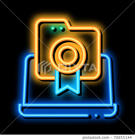 laptop screen screenshot neon glow icon... - Stock Illustration ...