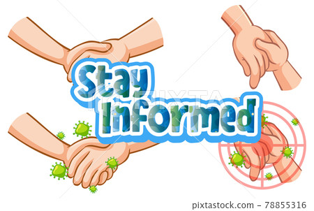 Stay Informed font in cartoon style with hands... - Stock Illustration ...