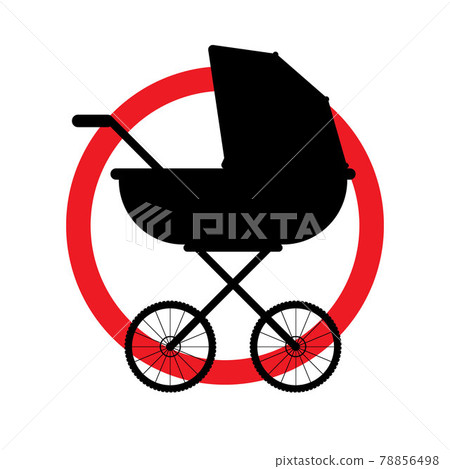 Vector baby pram silhouette in red circle - Stock Illustration ...