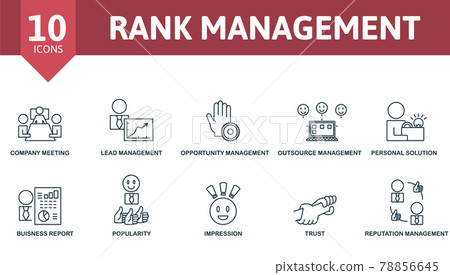 Rank Management icon set. Contains editable... - Stock Illustration ...