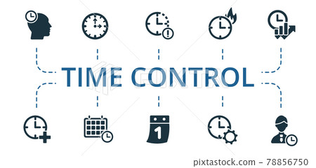 Time Control icon set. Contains editable icons... - Stock Illustration ...