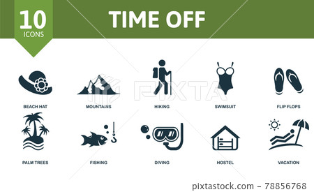 Time Off icon set. Contains editable icons... - Stock Illustration ...