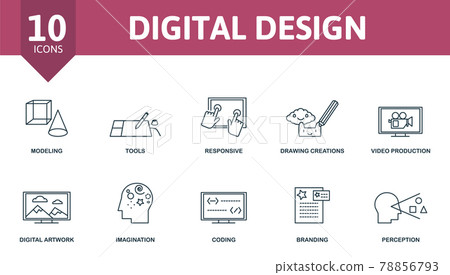 Digital Design icon set. Contains editable... - Stock Illustration ...