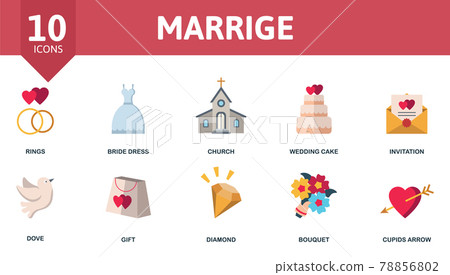 Marriage icon set. Contains editable icons... - Stock Illustration ...
