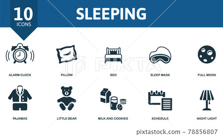 Sleeping icon set. Contains editable icons well... - Stock Illustration ...