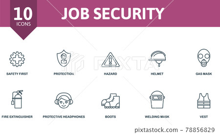 Job Security icon set. Contains editable icons... - Stock Illustration ...