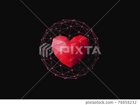 Geometric polygonal heart polygon 3DCG Valentine - Stock Illustration ...