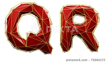 Set of letters Q, R made of realistic 3d render... - Stock Illustration ...
