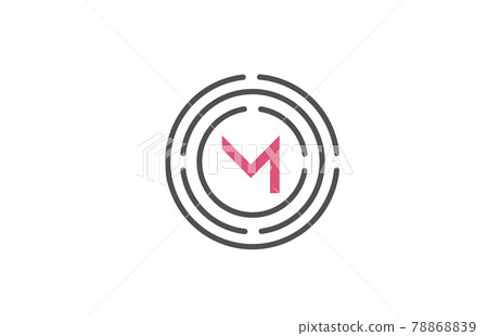 pink M logo design letter design with circles.... - Stock Illustration ...
