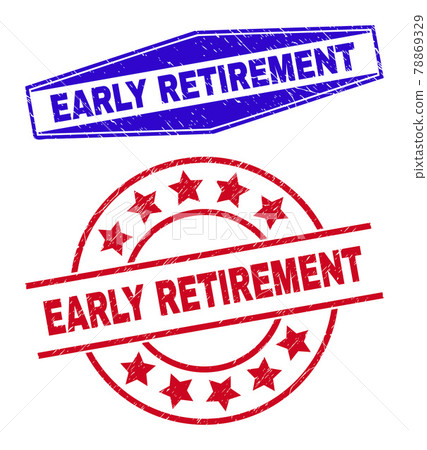 EARLY RETIREMENT Unclean Stamp Seals in Circle... - Stock Illustration ...