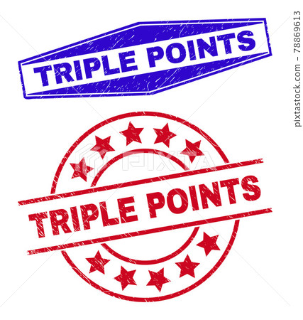TRIPLE POINTS Rubber Stamps in Round and... - Stock Illustration ...