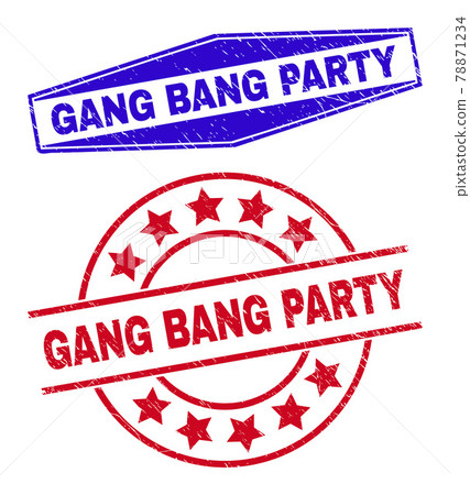 GANG BANG PARTY Grunged Watermarks in Round and... - Stock Illustration ...