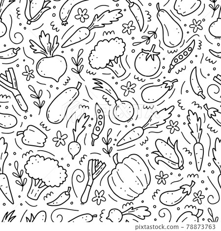 Hand drawn seamless pattern of vegetables.... - Stock Illustration ...