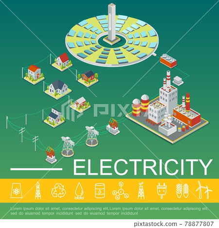 Electricity Production And Distribution Template - Stock Illustration ...