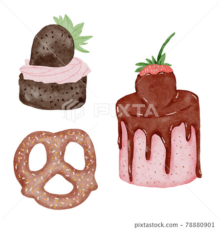 Dessert watercolor hand paint collection - Stock Illustration [78880901 ...