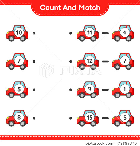 Count and match, count the number of Car and... - Stock Illustration ...