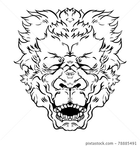 Baboon line art - Stock Illustration [78885491] - PIXTA