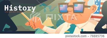 History banner with teacher and american flag - Stock Illustration ...