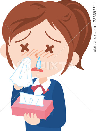 Female student with a stuffy nose - Stock Illustration [78889774] - PIXTA