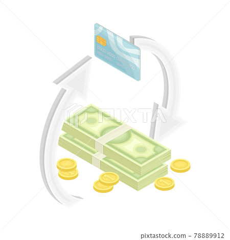 Dollar Banknote with Plastic Card as Financial... - Stock Illustration ...