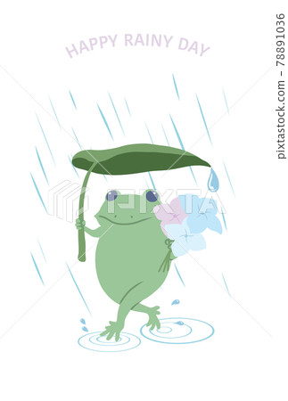 Frog outing on a rainy day - Stock Illustration [78891036] - PIXTA