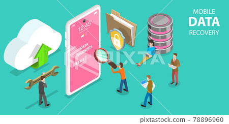 3D Isometric Flat Vector Concept of Mobile Data...-插圖素材 [78896960 ...