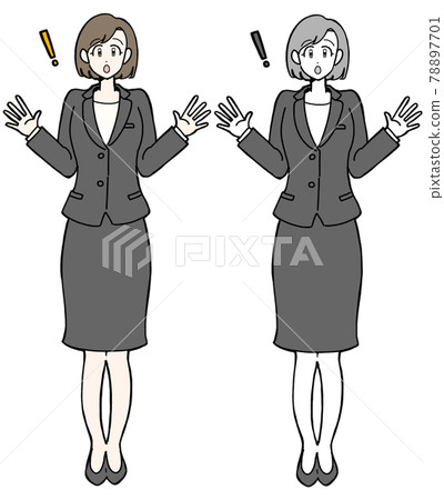A woman in a suit with an exclamation mark - Stock Illustration ...