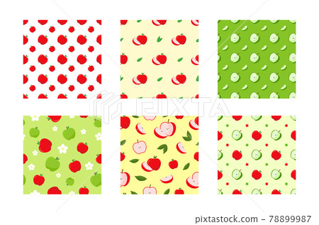Set pattern with red and green apple. ripe... - Stock Illustration ...