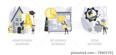 Remote home education abstract concept vector... - Stock Illustration ...