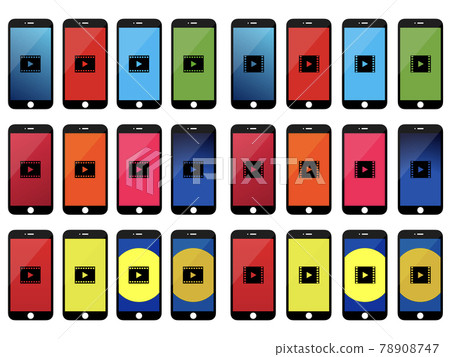 [VOD service] Smartphone screen image icon set... - Stock Illustration ...