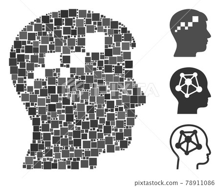Square Brain Blockchain Icon Vector Mosaic - Stock Illustration ...