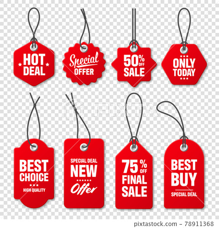 Realistic red price tags collection. Special... - Stock Illustration ...