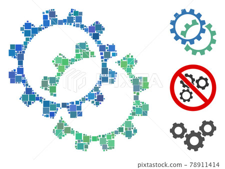 Square Configuration Gears Icon Vector Mosaic - Stock Illustration ...