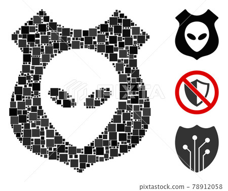 Square Alien Shield Icon Vector Collage - Stock Illustration [78912058 ...