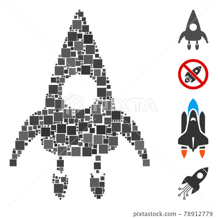 Square Rocket Module Icon Vector Mosaic - Stock Illustration [78912779 ...