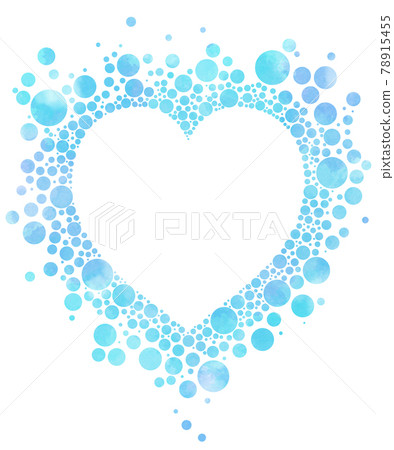Heart frame blue made of polka dots - Stock Illustration [78915455] - PIXTA