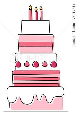 Five-tiered tower cake (shortcake) line and paint - Stock Illustration ...